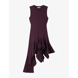 Sandro Asymmetric Sleeveless Knitted Mini Dress - Brown