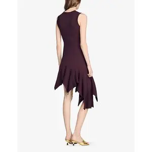 Sandro Asymmetric Sleeveless Knitted Mini Dress - Brown