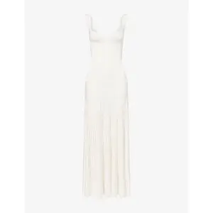 Galvan Aurelia Pleated Knitted Maxi Dress