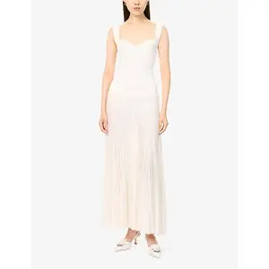 Galvan Aurelia Pleated Knitted Maxi Dress