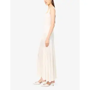 Galvan Aurelia Pleated Knitted Maxi Dress