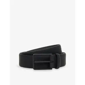 Boggi Milano Rubberised-logo Leather Belt - Black