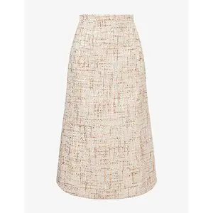 Huishan Zhang Evelina Metallic Tweed Midi Skirt