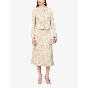 Huishan Zhang Evelina Metallic Tweed Midi Skirt