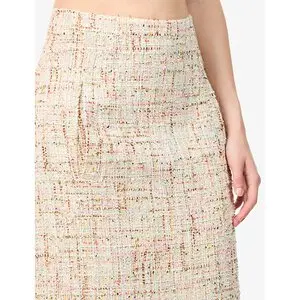 Huishan Zhang Evelina Metallic Tweed Midi Skirt