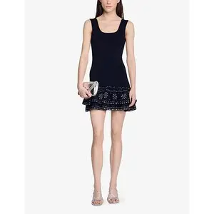 Sandro Studded Knitted Mini Dress