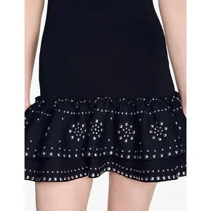 Sandro Studded Knitted Mini Dress