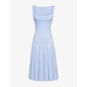 House Of Cb Soretta Square-neck Stretch-cotton Midi Dress - Blue
