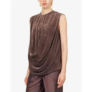 Rick Owens Sleeveless Draped Velvet Top