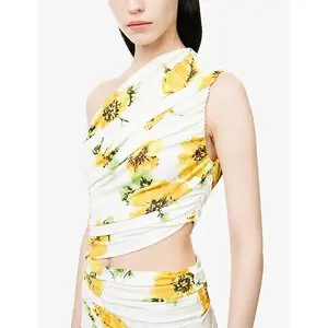 Alaïa Floral-print Ruched Midi Dress
