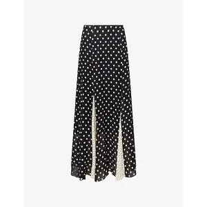 REFORMATION Sally Polka-dot Georgette Maxi Skirt
