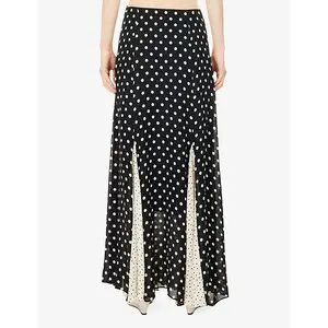 REFORMATION Sally Polka-dot Georgette Maxi Skirt