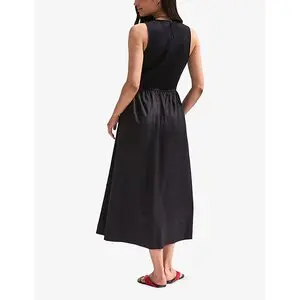 RO&ZO Sleeveless Jersey-bodice Cotton Midi Dress