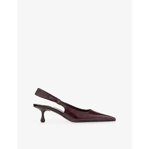 JIMMY CHOO Amel 50 Leather Slingback Heels - Deep Merlot