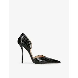 Victoria Beckham D'orsay Pumps In Croc-embossed Leather - Black