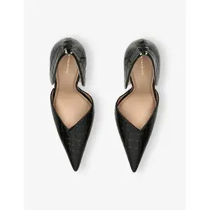 Victoria Beckham D'orsay Pumps In Croc-embossed Leather