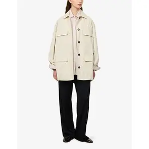 TOTEME Collared Drawstring Cotton-blend Jacket - Oyster