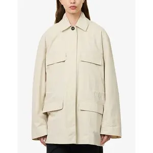 TOTEME Collared Drawstring Cotton-blend Jacket - Oyster