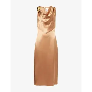 THE DROPPED COLLECTION Cowl Neck Sleeveless Silk Midi Dress