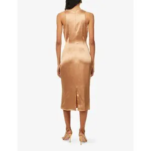 THE DROPPED COLLECTION Cowl Neck Sleeveless Silk Midi Dress