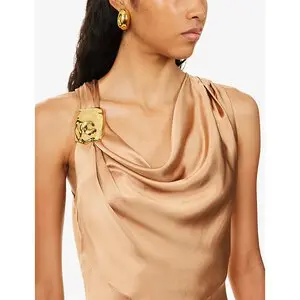THE DROPPED COLLECTION Cowl Neck Sleeveless Silk Midi Dress