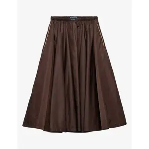 Prada Gathered Re-nylon Midi Skirt - Brown