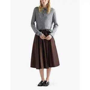 Prada Gathered Re-nylon Midi Skirt