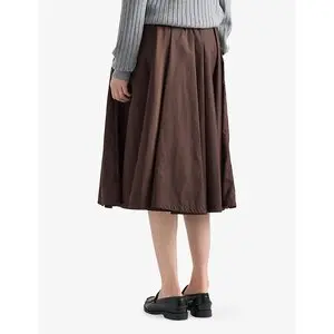 Prada Gathered Re-nylon Midi Skirt