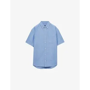Prada Short-sleeve Chambray Cotton-linen Shirt