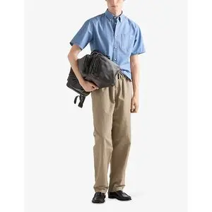 Prada Short-sleeve Chambray Cotton-linen Shirt