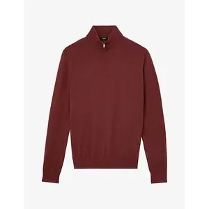 REISS Blackhall Half-zip Wool Jumper - Rooibos Red