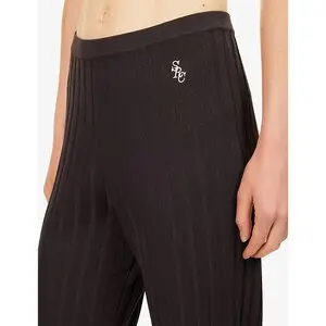 SPORTY & RICH Embroidered Ribbed Knitted Trousers