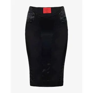 DILARA FINDIKOGLU Behind The Window" Stretch-satin And Mesh Knee-length Skirt