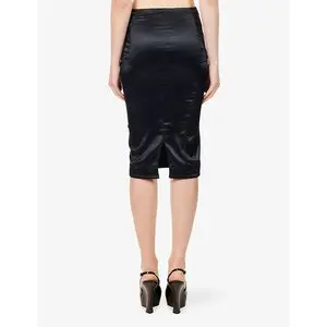 DILARA FINDIKOGLU Behind The Window" Stretch-satin And Mesh Knee-length Skirt