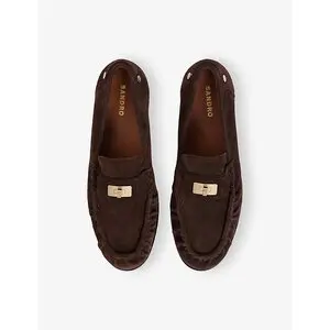 Sandro Suede Loafers With Clasp Embellishment