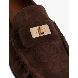 Sandro Suede Loafers With Clasp Embellishment
