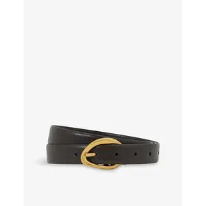 REISS Sammy Leather Belt - Chocolate