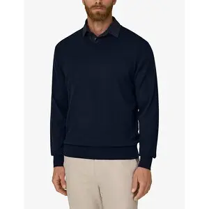 Boggi Milano Long-sleeved Knitted Wool Polo Jumper
