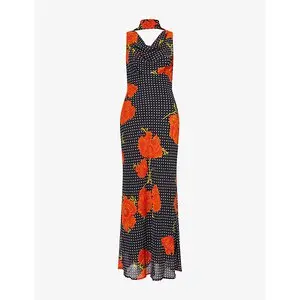 NEVER FULLY DRESSED Sophie Floral-print Woven Maxi Dress - Black
