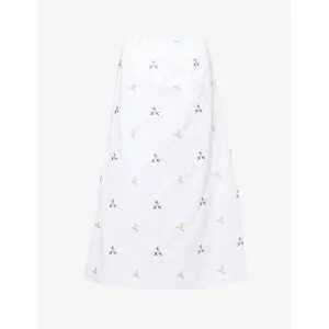 Simone Rocha Ripple Floral-embroidered Cotton Midi Skirt - White