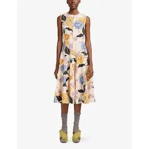 Marni Printed Cotton Poplin Midi Dress