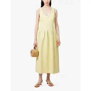 Oddmuse Cinched Cotton-blend Midi Dress
