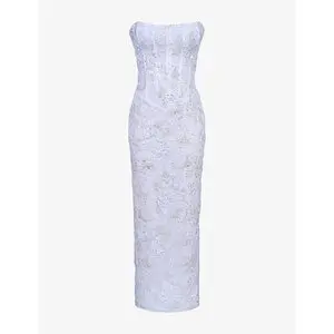 House Of Cb Anisa Hand Beaded Strapless Maxi Dress - White