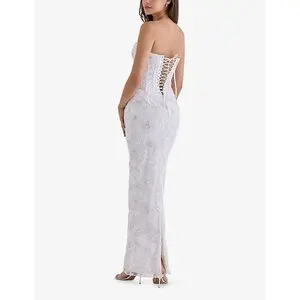 House Of Cb Anisa Hand Beaded Strapless Maxi Dress - White