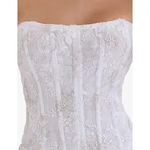 House Of Cb Anisa Hand Beaded Strapless Maxi Dress - White
