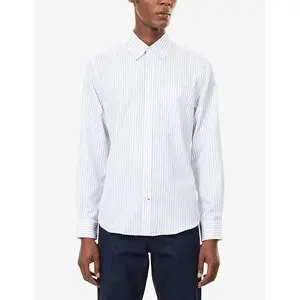 Dunhill Striped Pointed-collar Textured-cotton Shirt