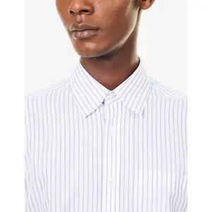 Dunhill Striped Pointed-collar Textured-cotton Shirt