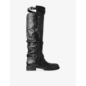 JIMMY CHOO Biker High Leather Boots - Black