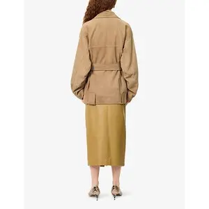 Khaite Alder Belted Suede Jacket - Khaki
