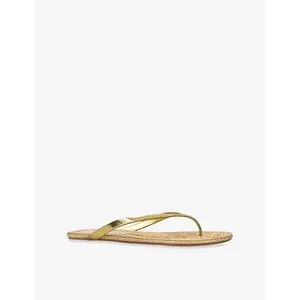 Christopher Esber Palma Raffia Flip Flops - Gold Comb